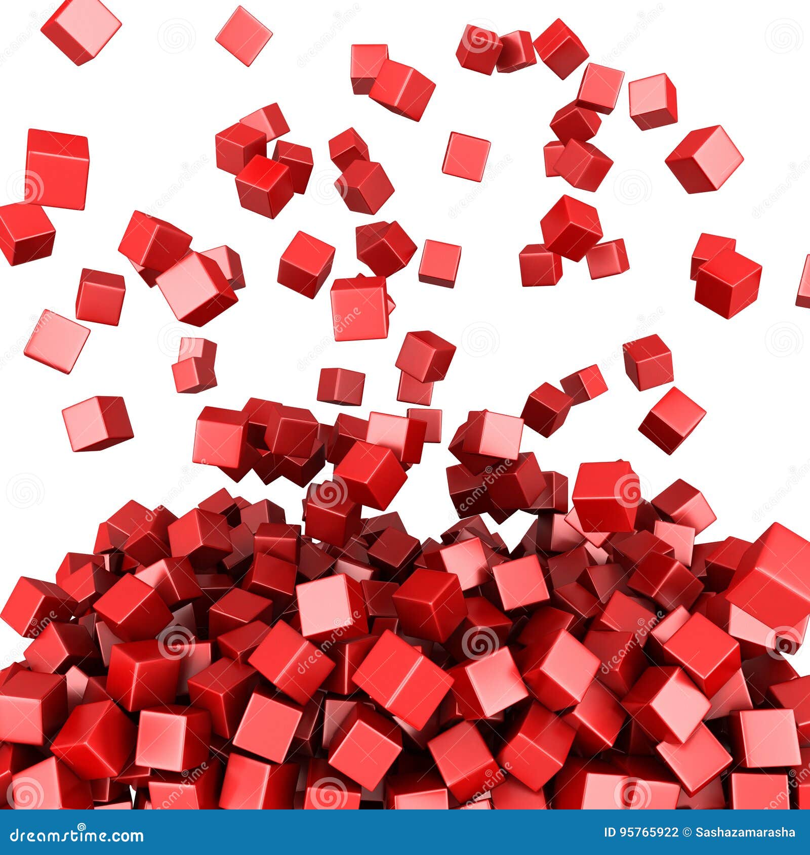 Falling Red Cubes Abstract Background Stock Illustration - Illustration ...