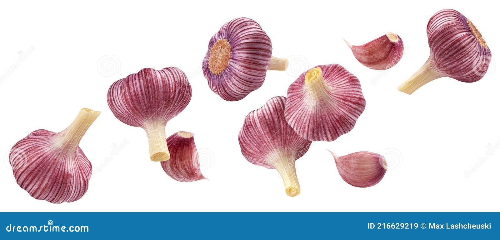 Falling Red Garlic Isolated on White Background Stock Image - Image of ...