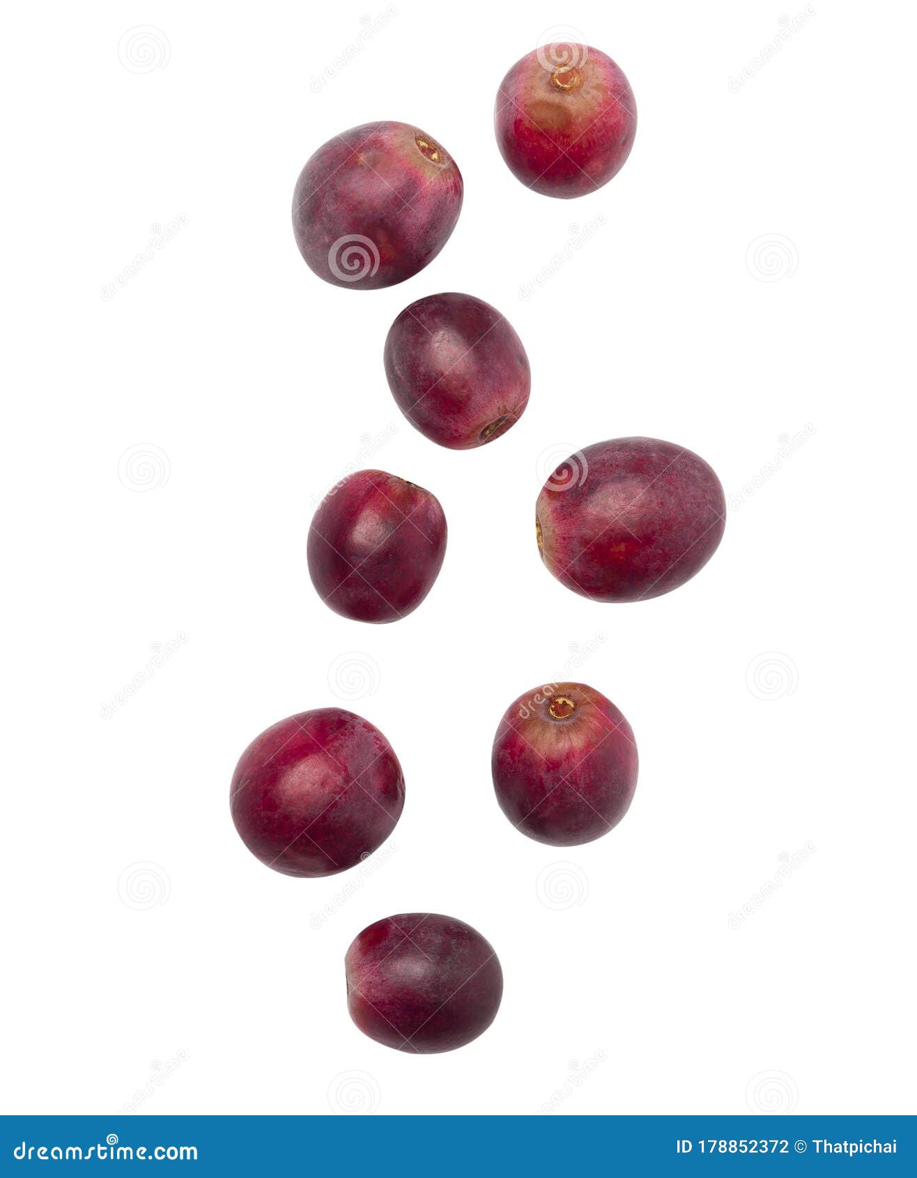 Falling Red Grapes Isolated on White Background with Clipping Path ...