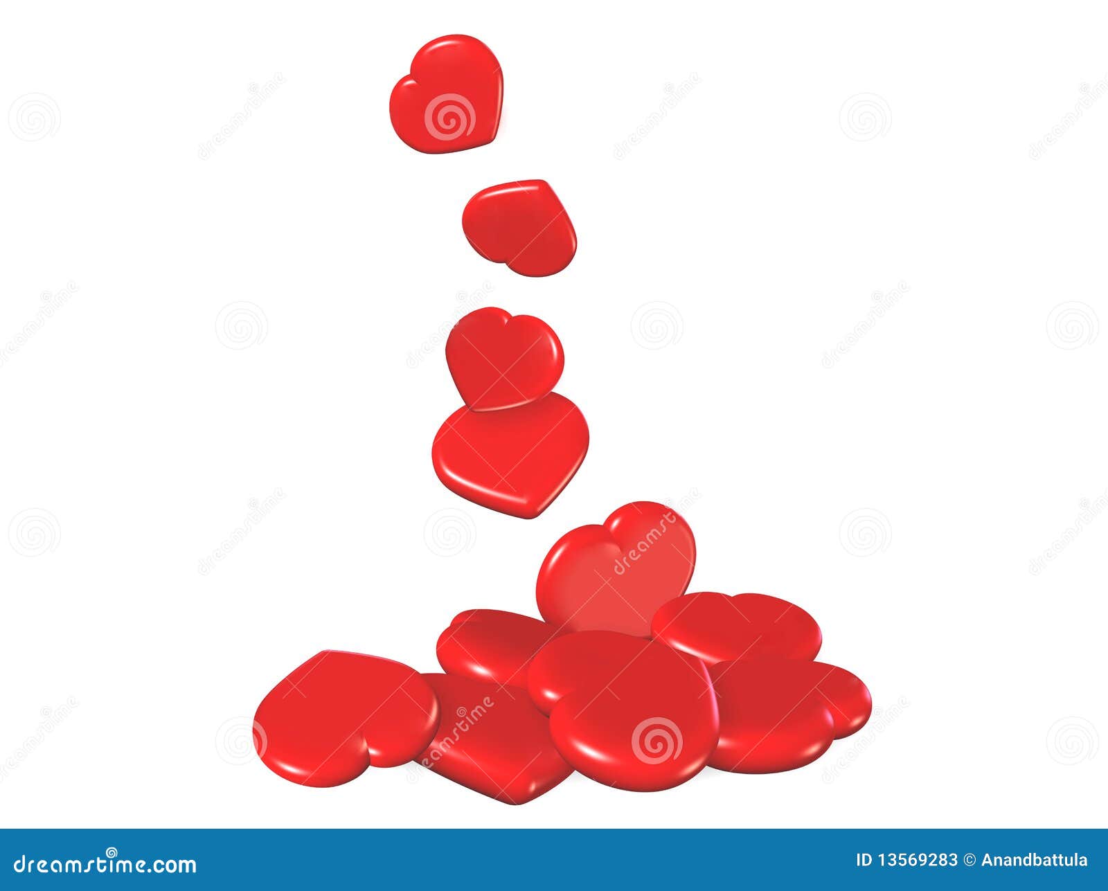 3d Rendered Hearts, Podium On The Floor. Patform For Product ...