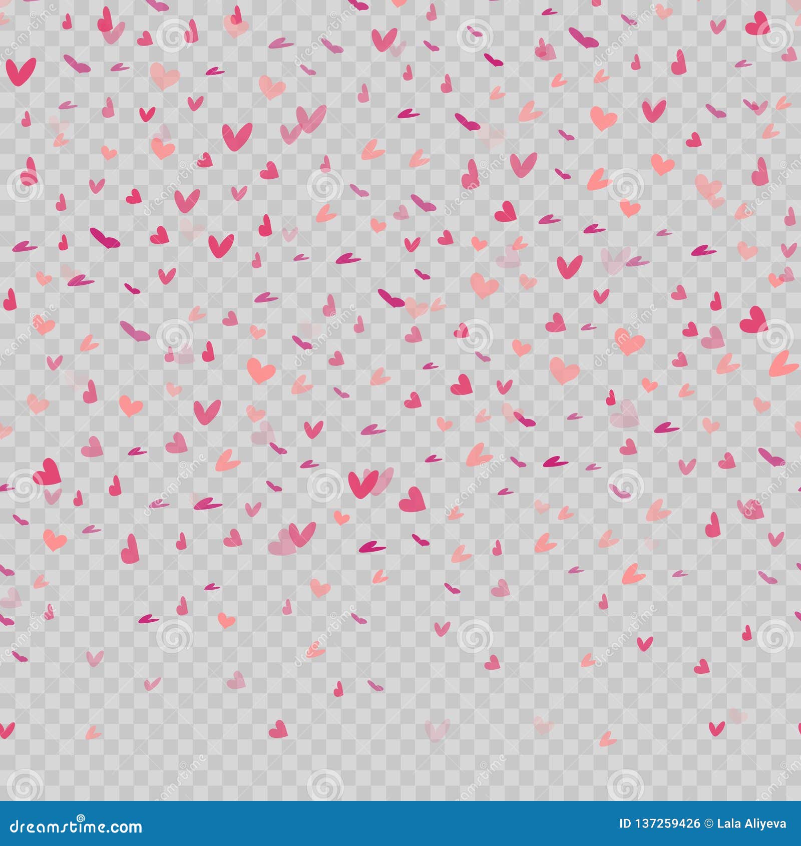 Falling Red Hearts on Transparent Background. Vector. Stock Vector ...