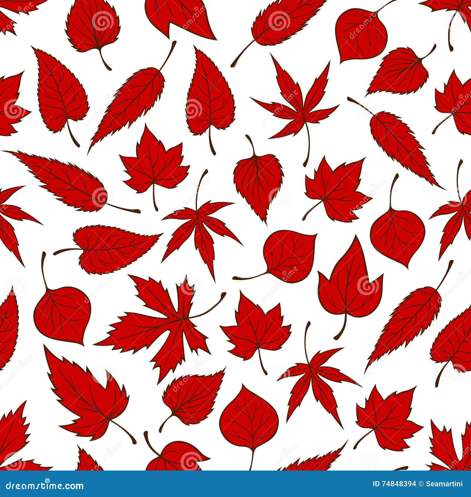 Falling Red Leaves Seamless Pattern Background Stock Vector ...