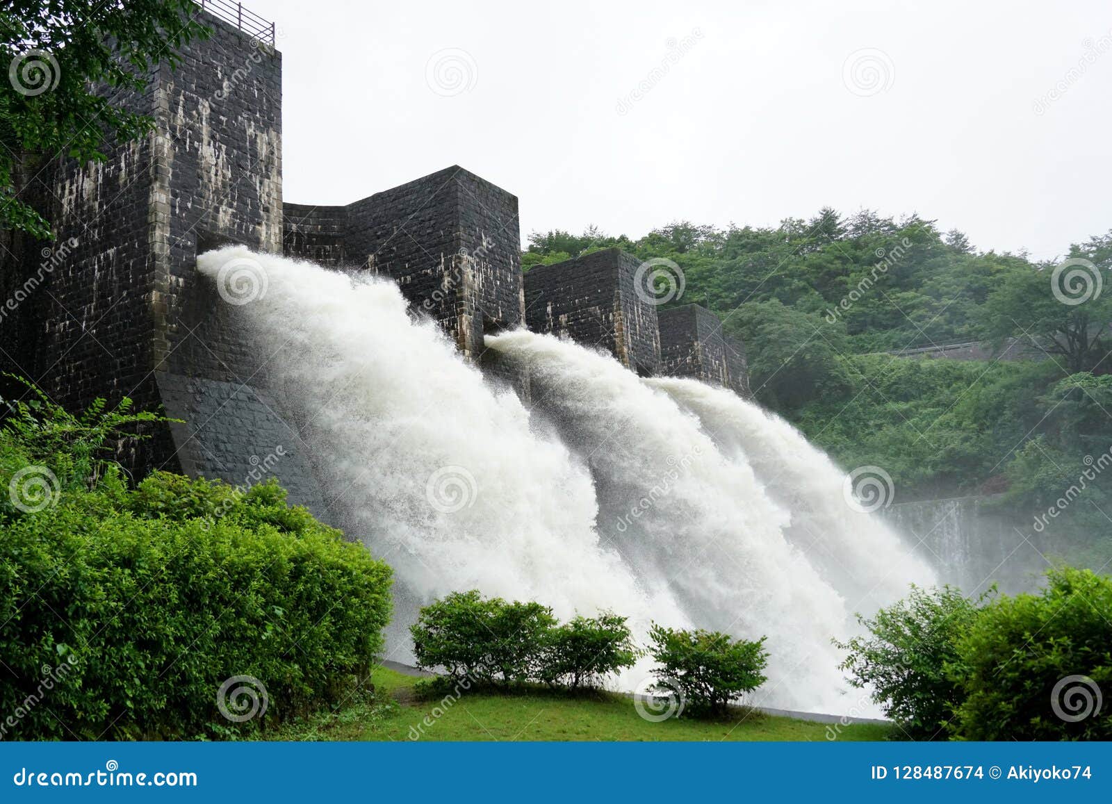 Falling River Water in Old Bricked Dam Stock Photo - Image of flood ...