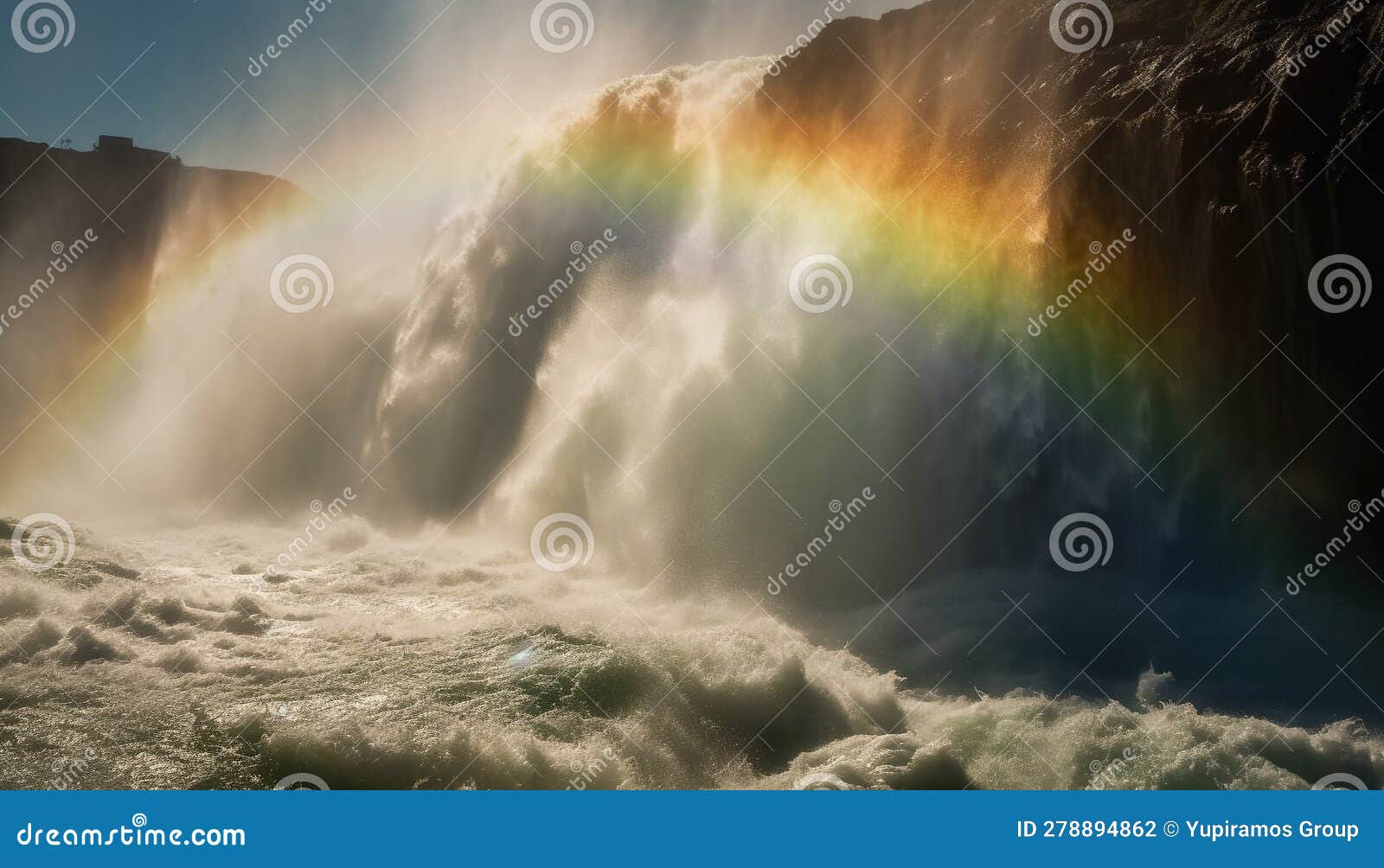 Falling Rock Creates Multi Colored Spray in Majestic Coastal Landscape ...