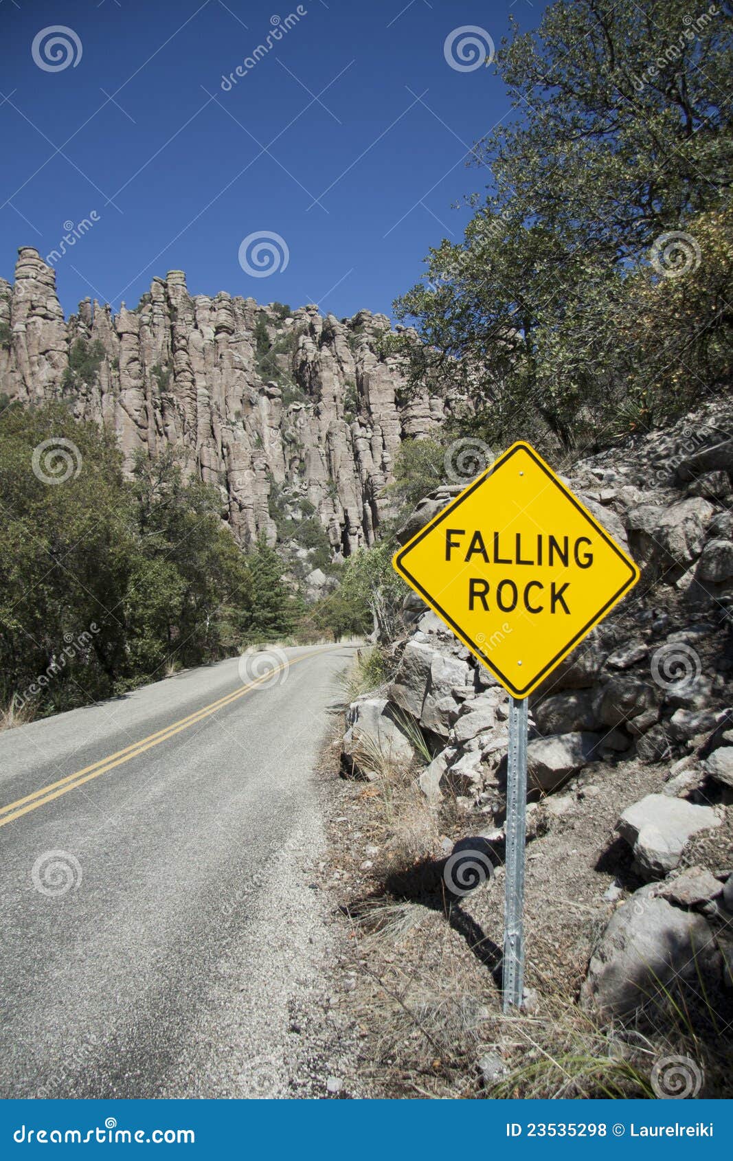 Falling Rock Sign In Chiricahua Mountains Royalty-Free Stock Image ...