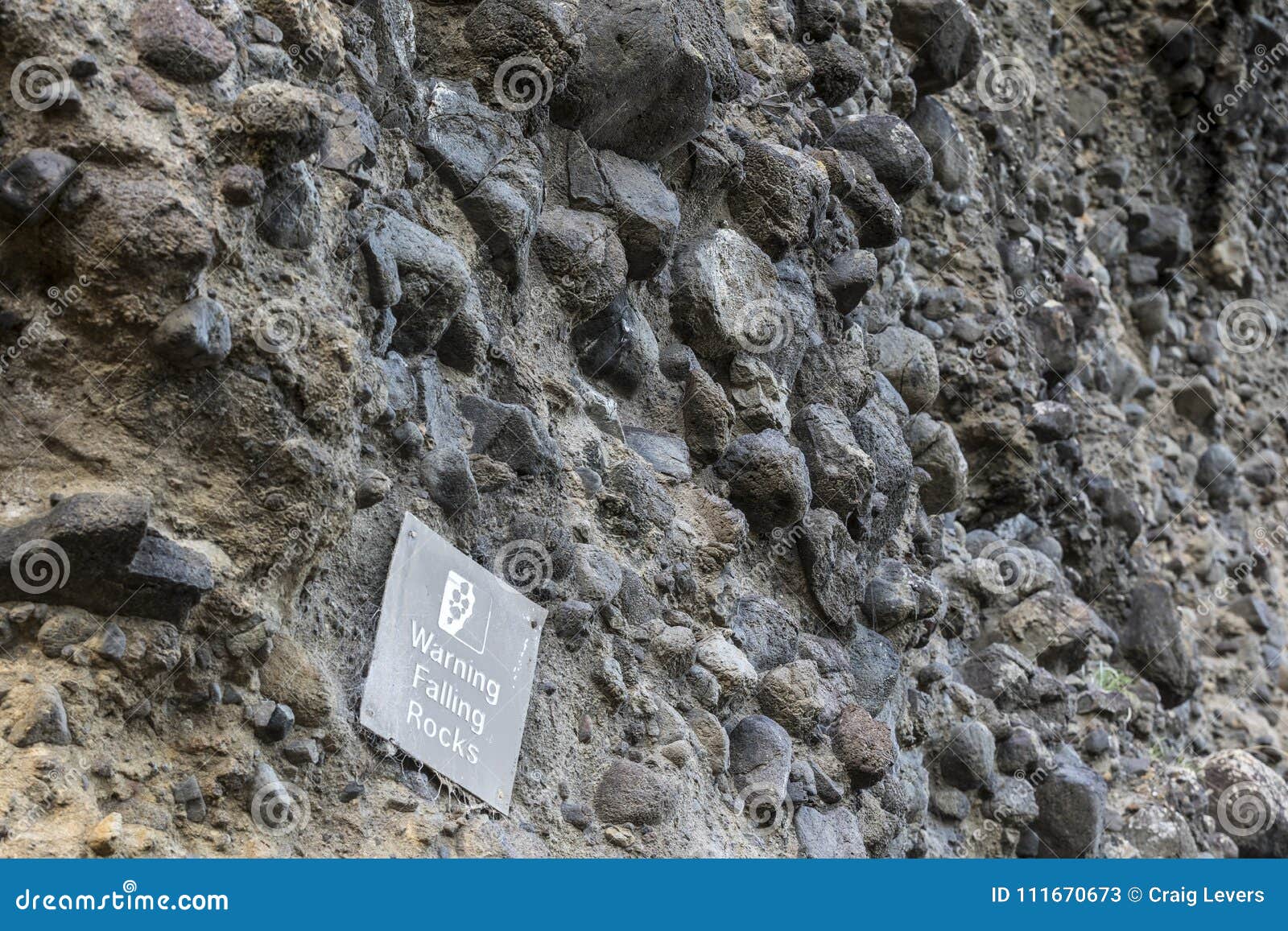 Falling Rock Sign stock image. Image of unstable, rocks - 111670673