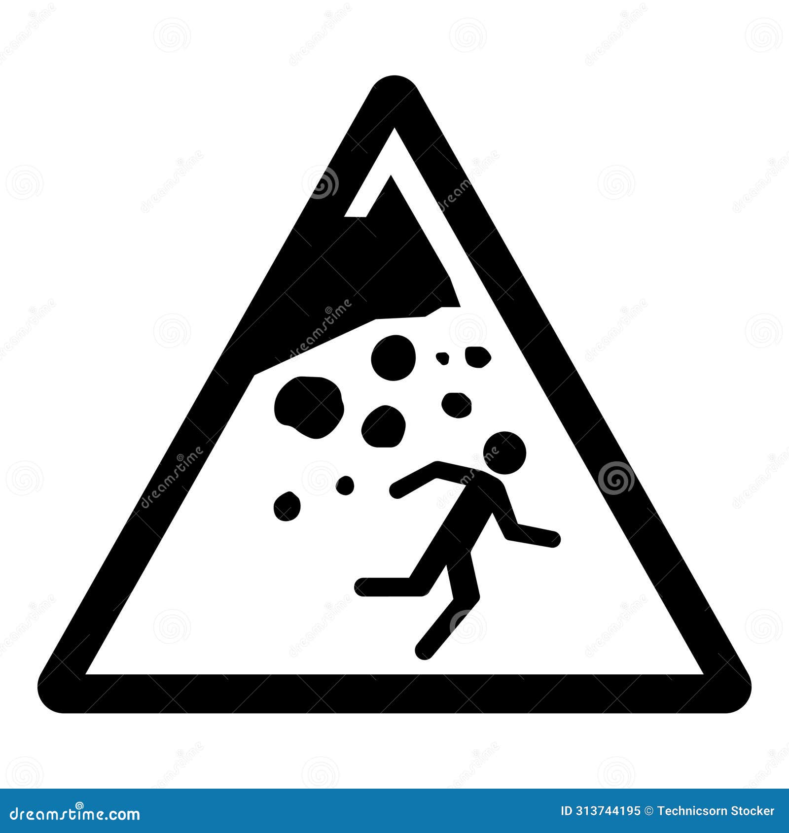 Falling Rock Symbol Sign, Vector Illustration, Isolate on White ...