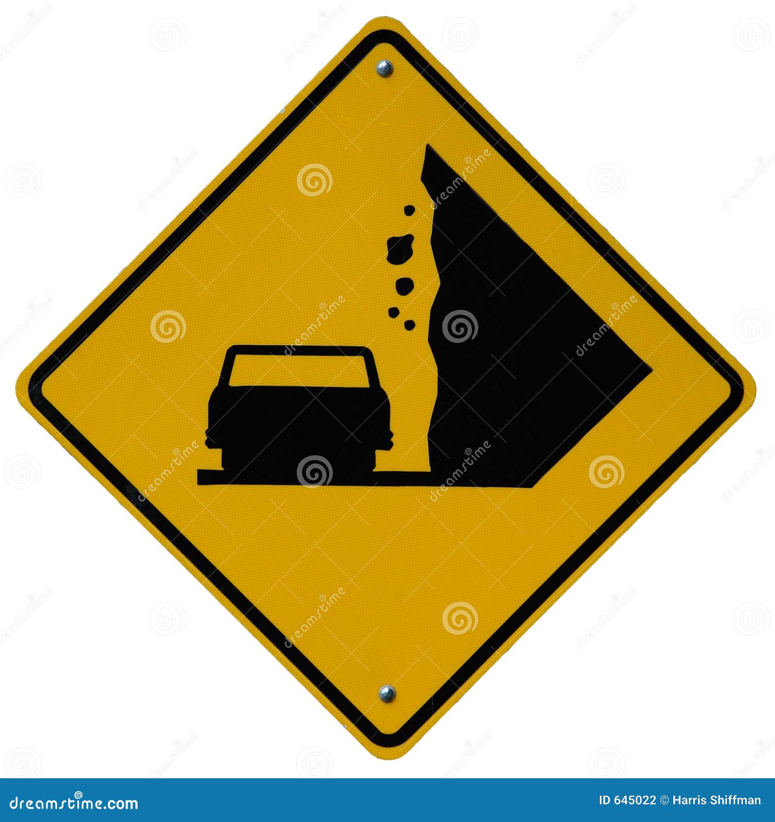 Falling Rocks Danger Warning Road Sign Stock Photo | CartoonDealer.com ...