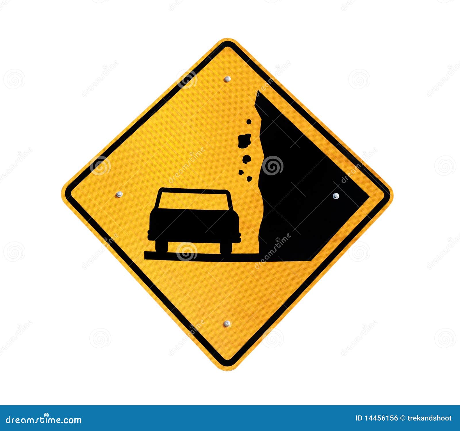 Falling Rocks Ahead stock illustration. Illustration of caution - 14456156