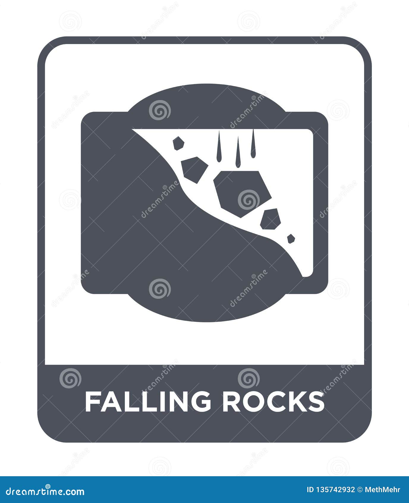 Falling Rocks Icon in Trendy Design Style. Falling Rocks Icon Isolated ...