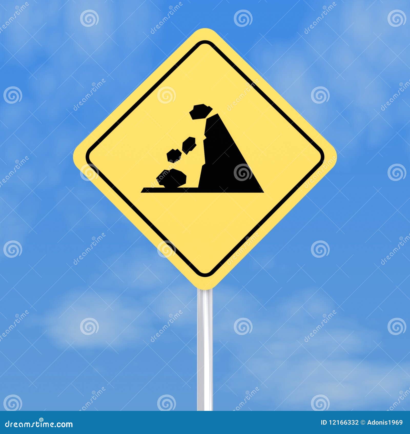 Falling rocks road sign stock illustration. Illustration of graphical ...