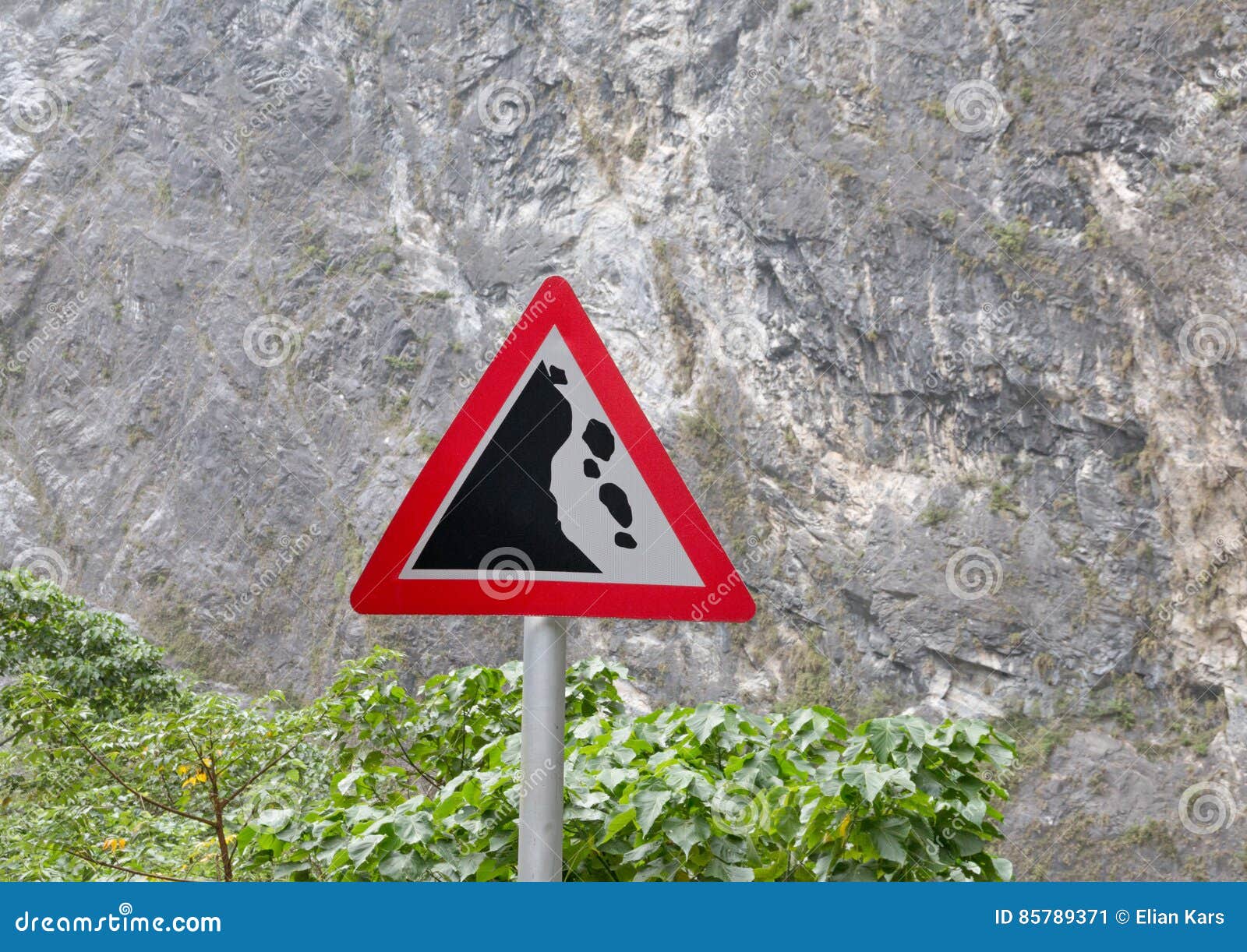 `Falling rocks` road sign stock image. Image of dangerous - 85789371