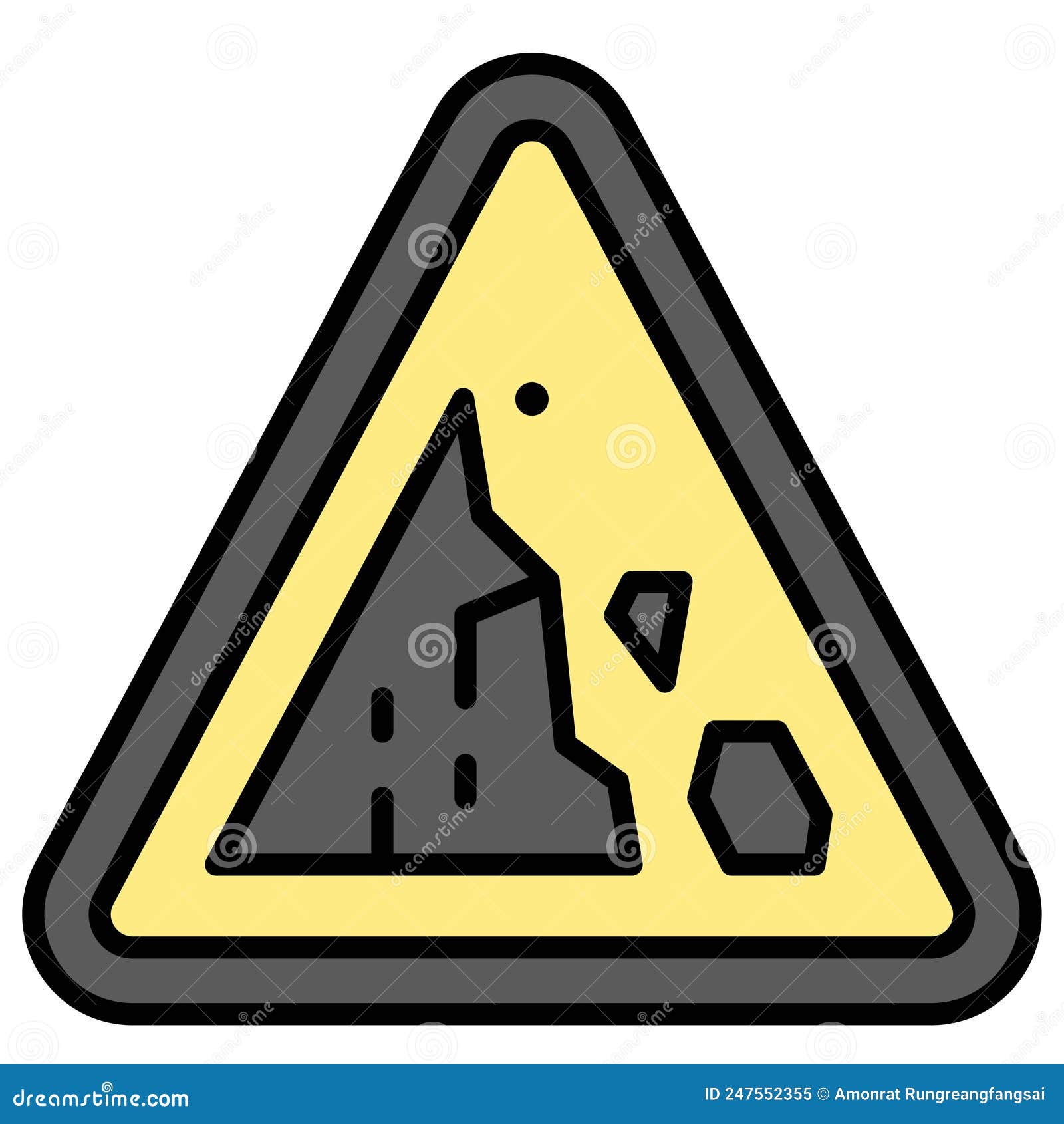 Falling Rocks Sign Icon, Traffic Sign Vector Stock Vector ...