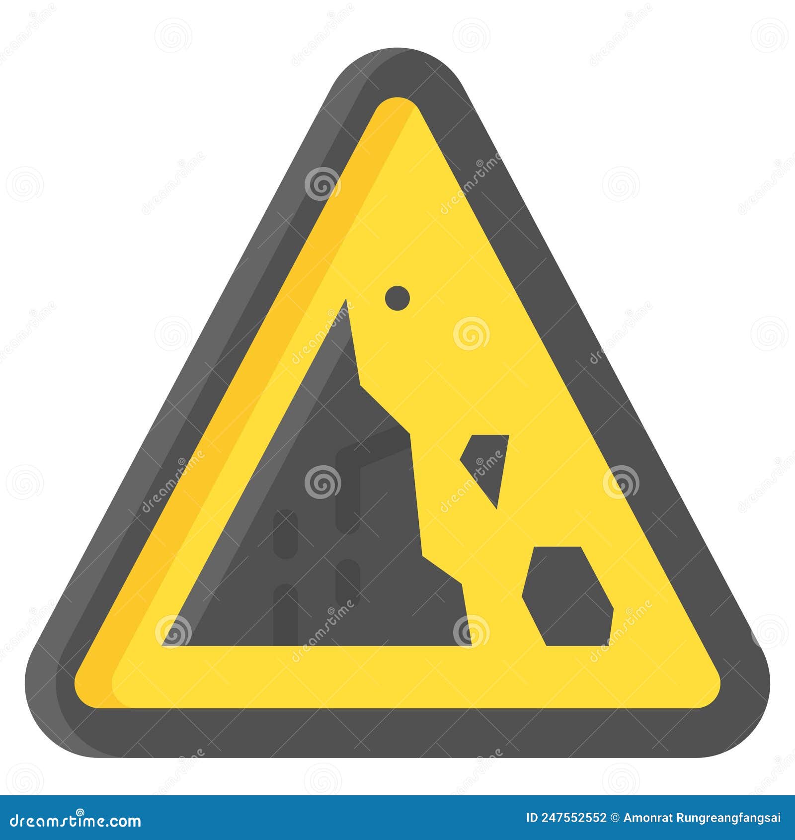 Falling Rocks Sign Icon, Traffic Sign Vector Stock Vector ...