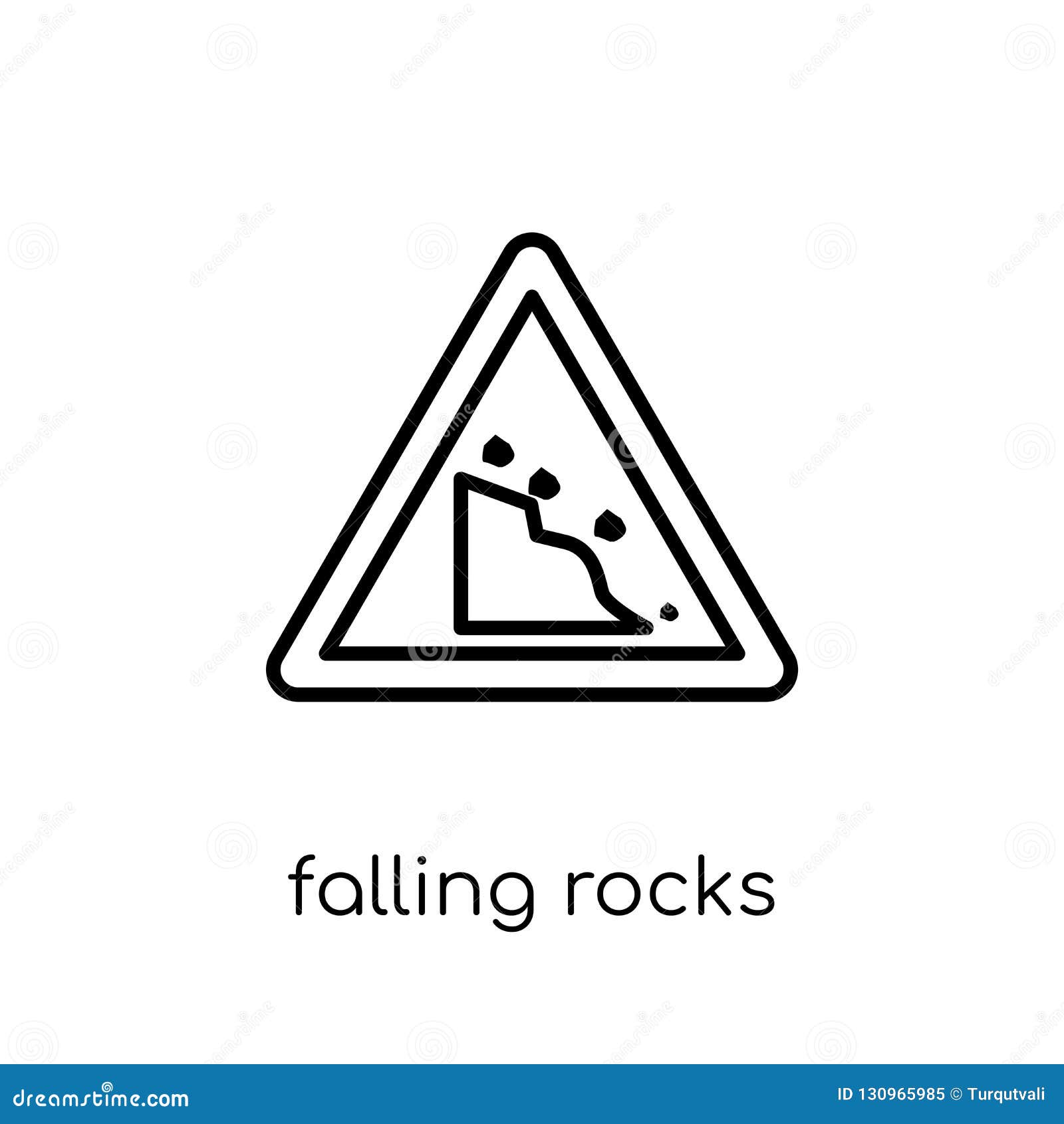 Falling Rocks Sign Icon. Trendy Modern Flat Linear Vector Falling Rocks ...