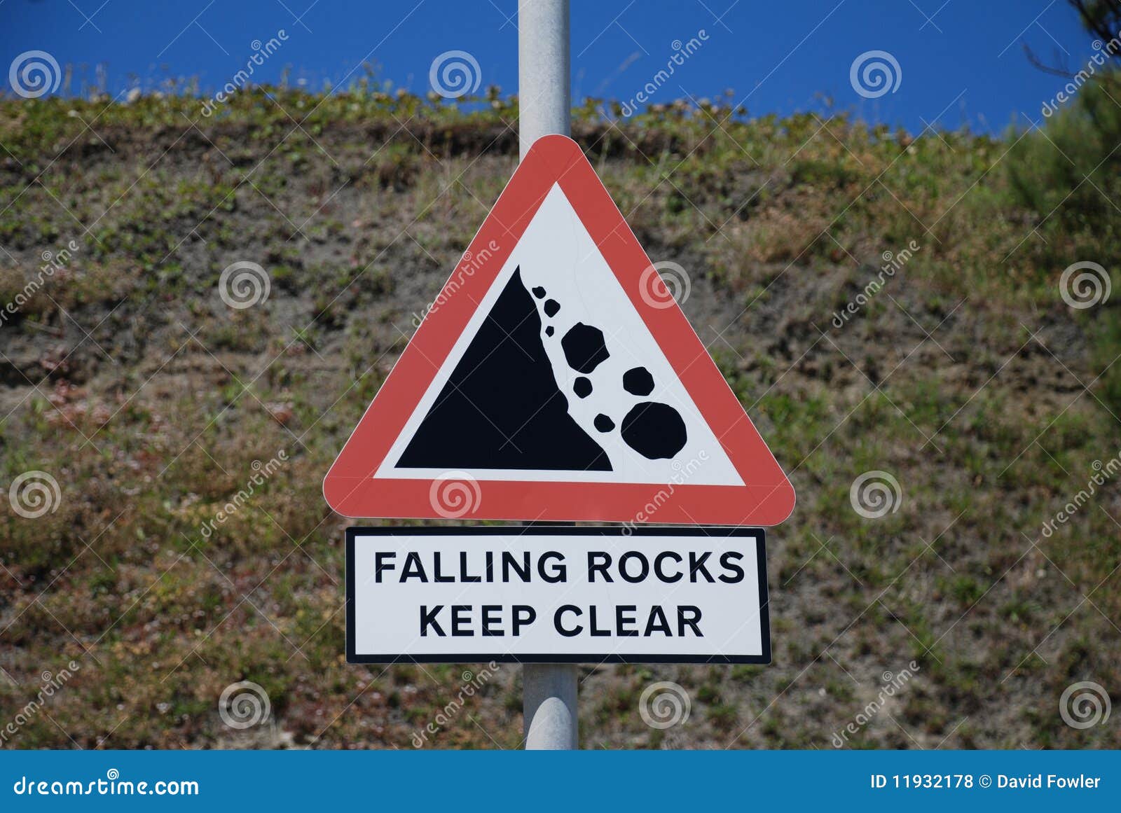 Falling Rocks Signage, Folkestone Stock Photo - Image of triangle ...