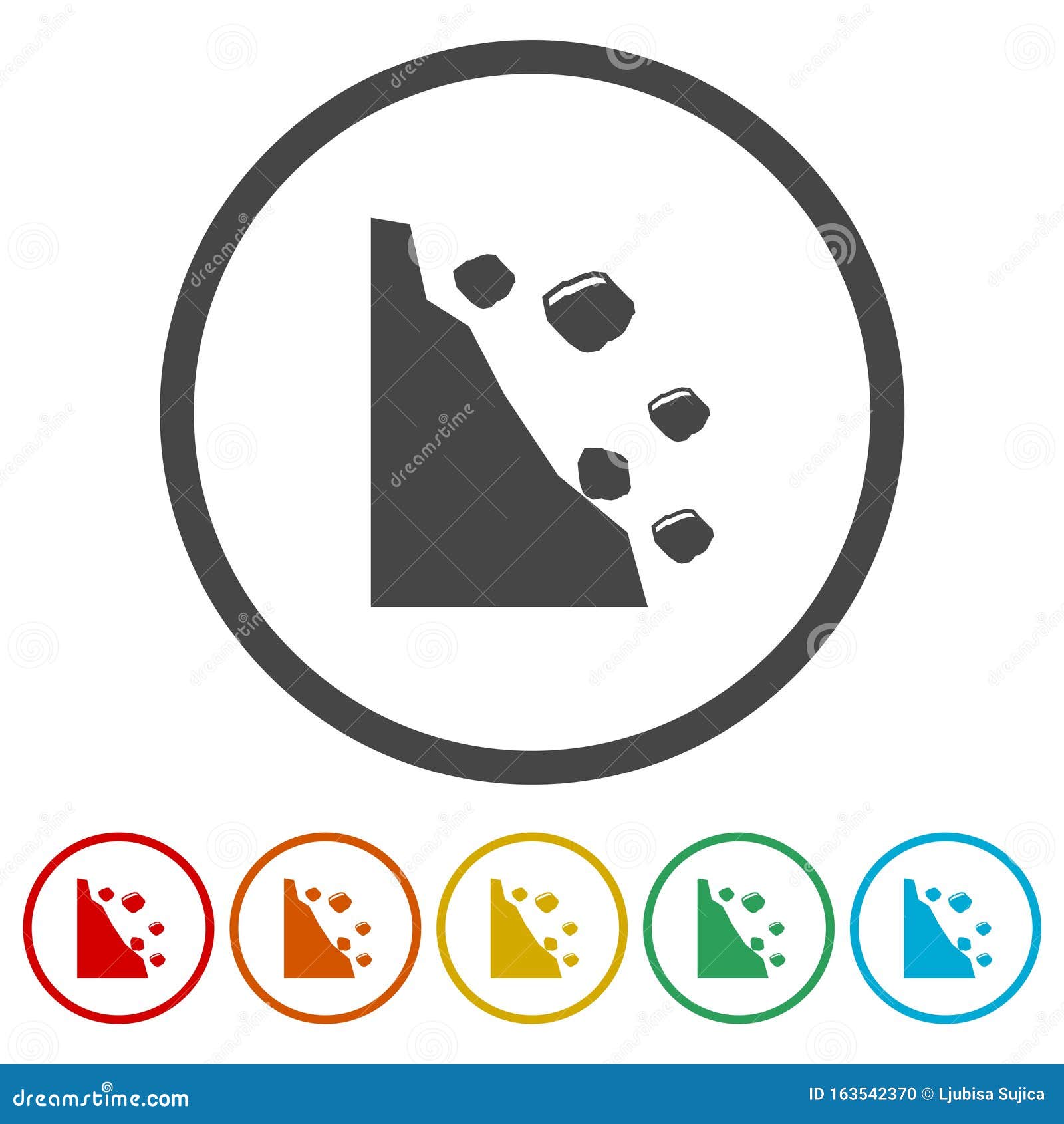 Falling Rocks Vector Icons Set - Illustration Stock Vector ...