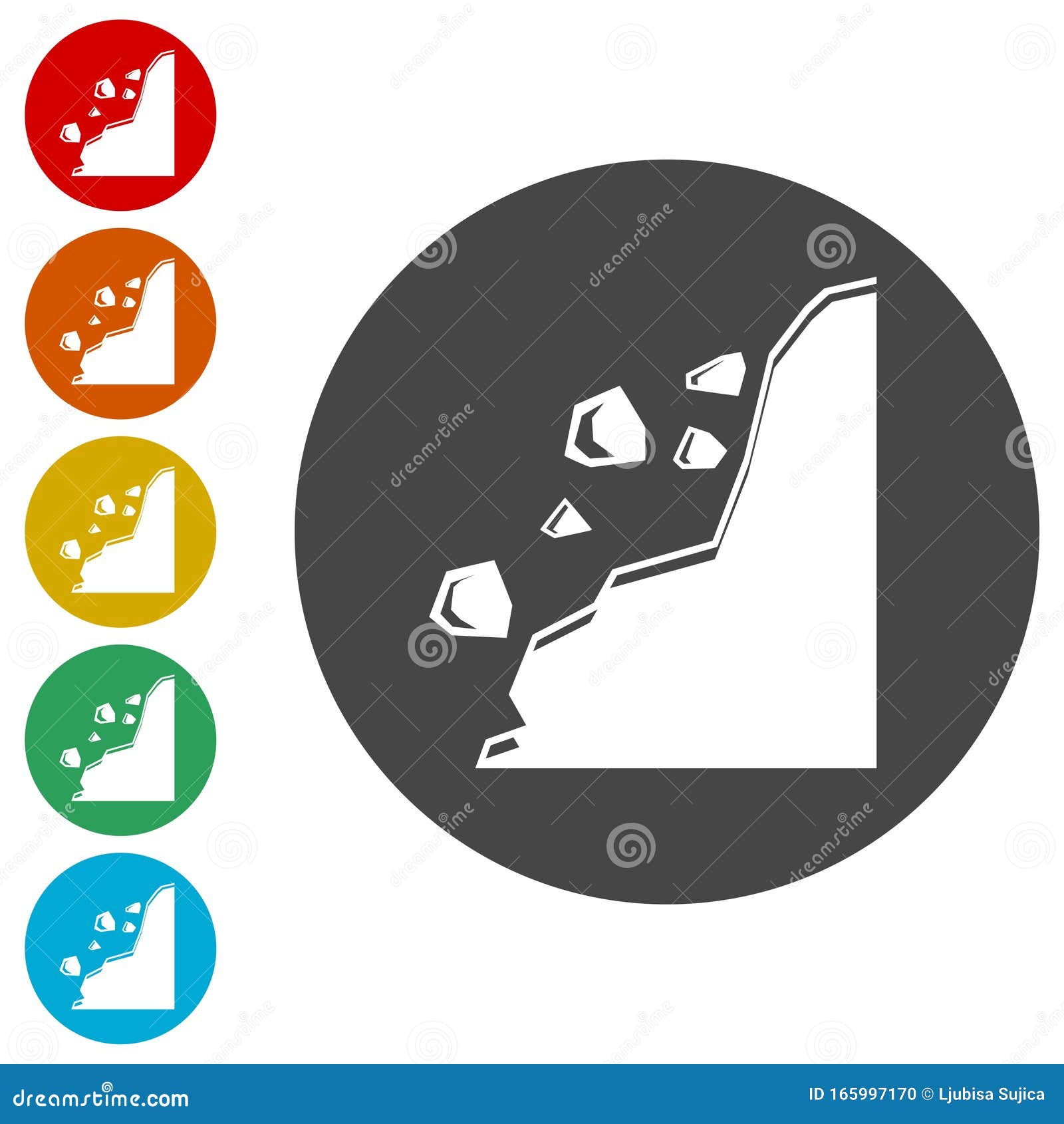 Falling Rocks Vector Icons Set - Illustration Stock Vector ...
