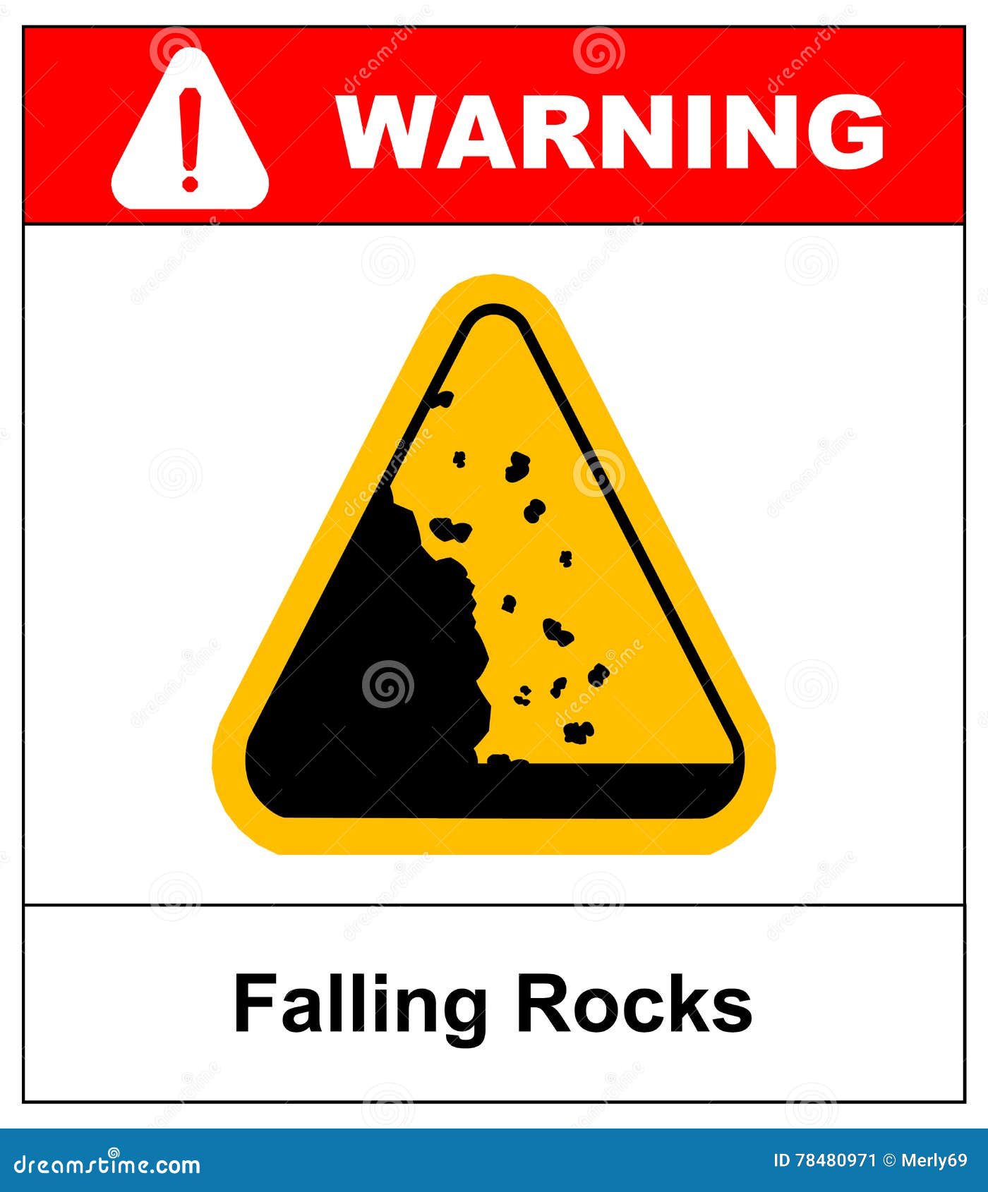 Falling Rocks Warning Sign Vector Isymbol Stock Vector - Illustration ...
