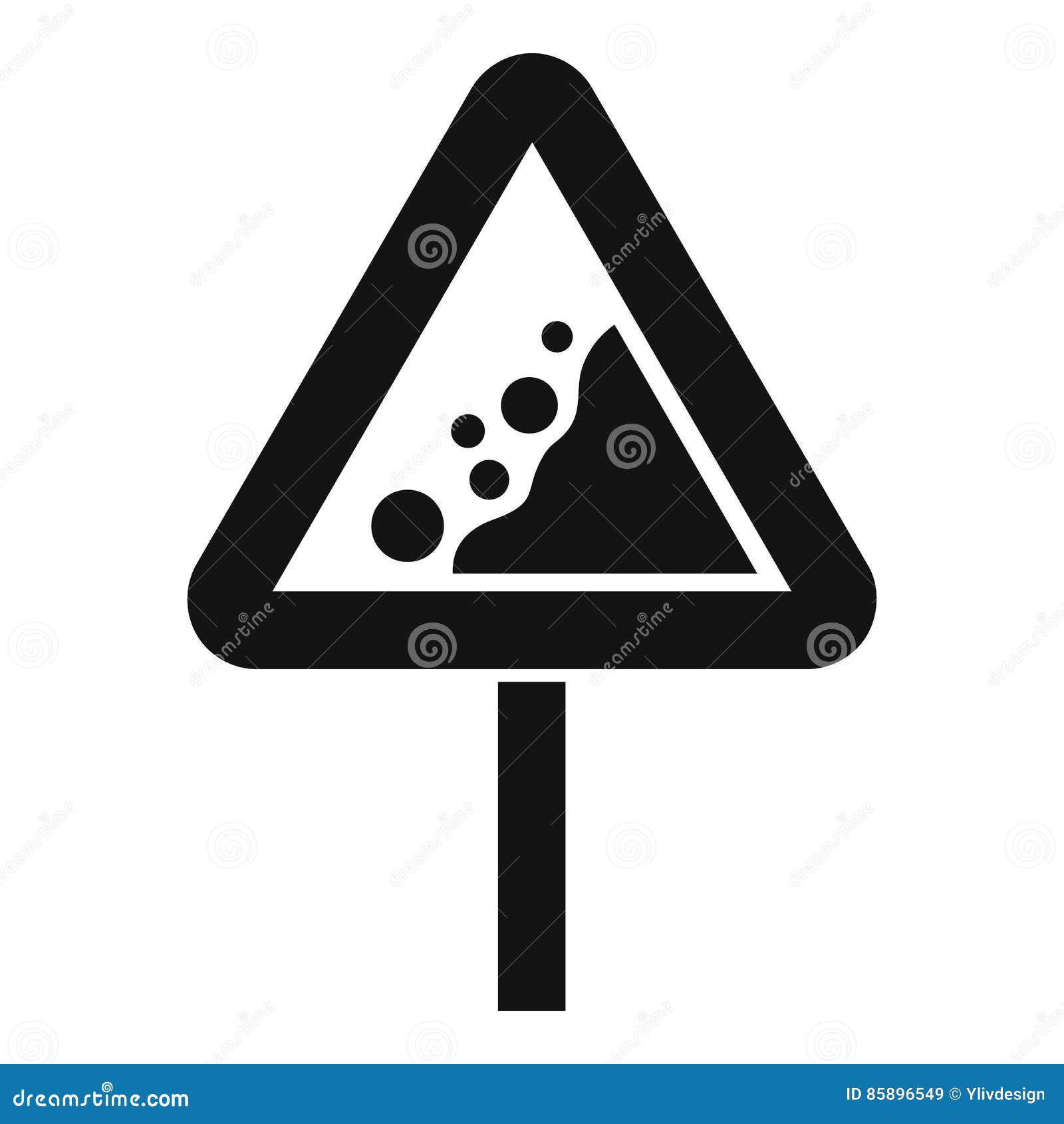 Falling Rocks Warning Traffic Sign Icon Stock Vector - Illustration of ...