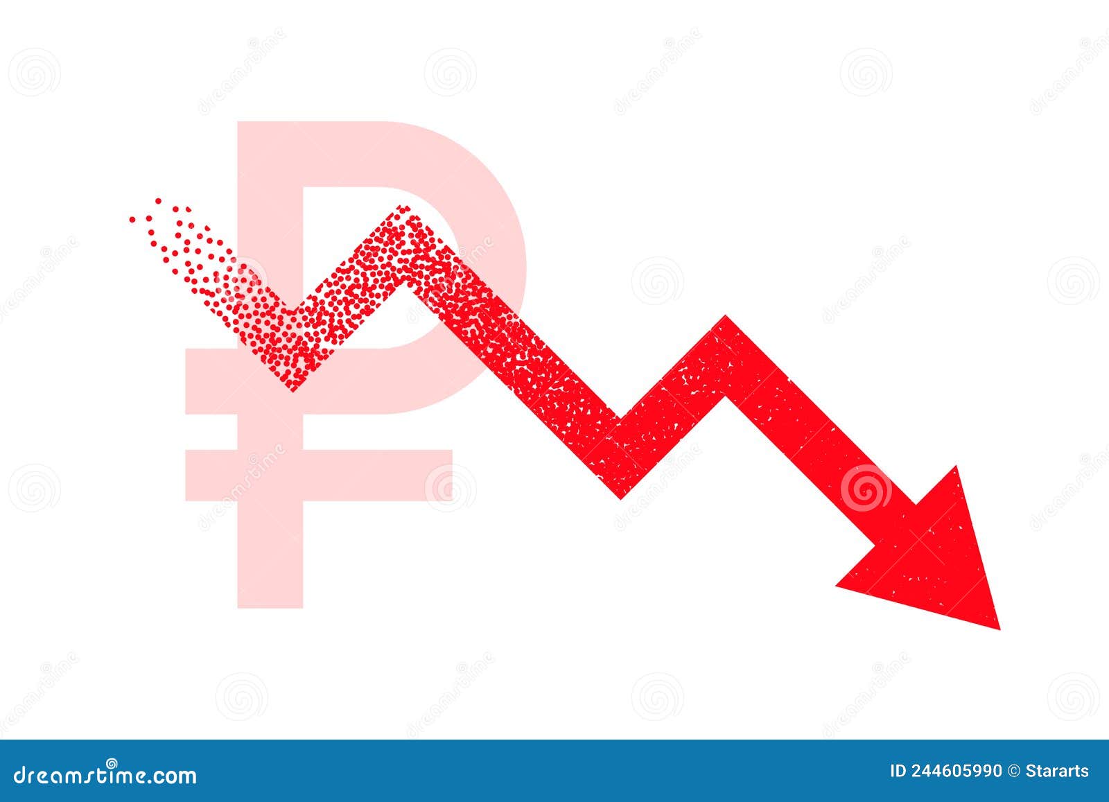 Red Downfall Arrow Showing Downward Trend Background Vector ...