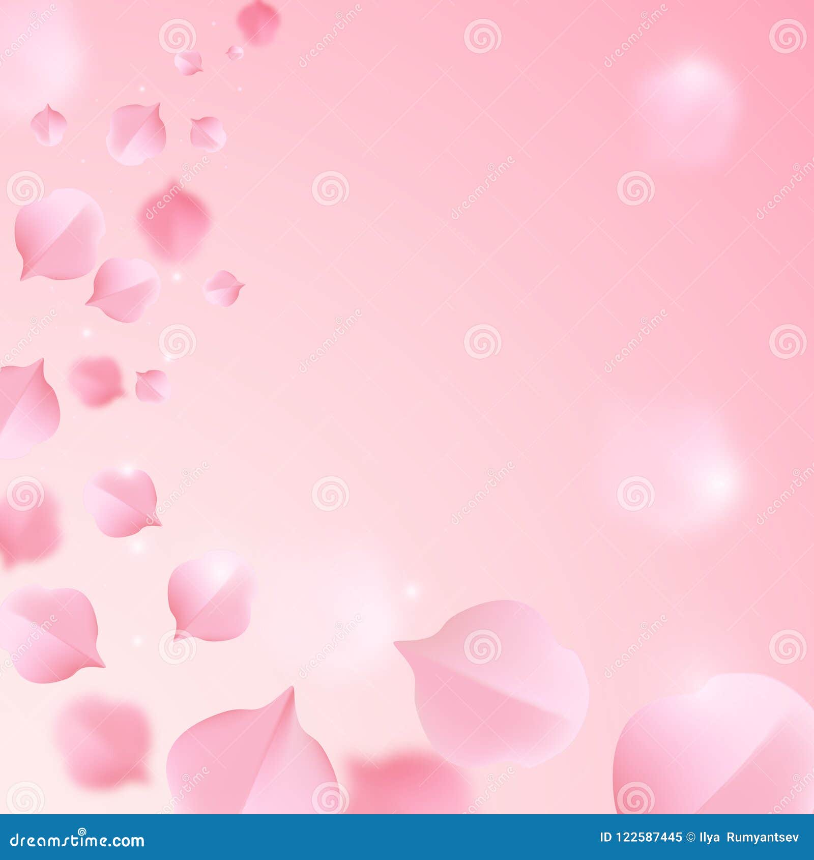 Falling Sakura Leaves on Abstract Blurred Background Stock Vector ...