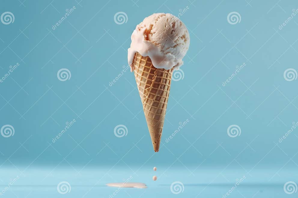Falling Scoop: Ice Cream Cone Stock Image - Image of strawberry ...