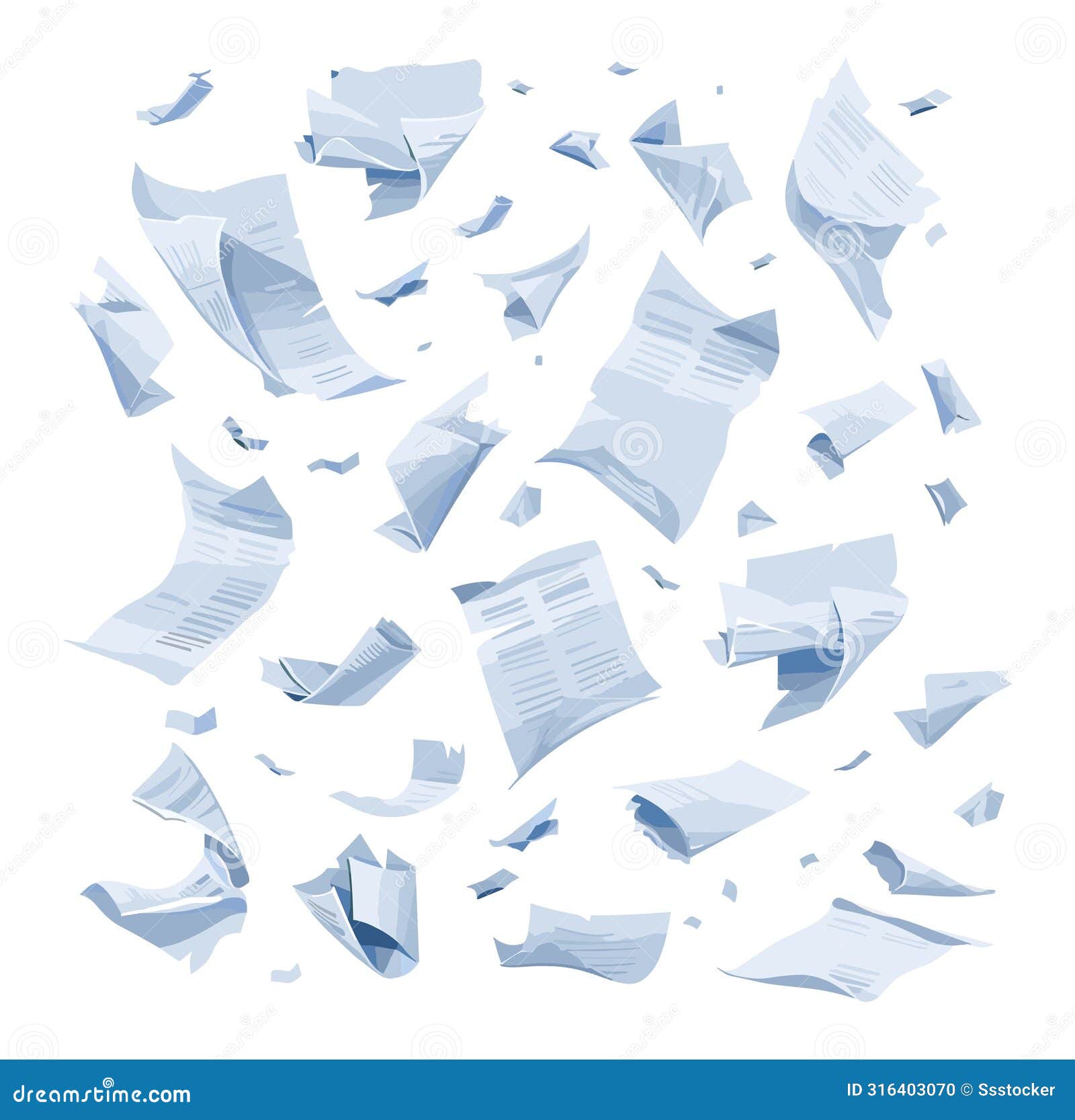 Falling Sheets Cartoon Vector Set. Paper Pages Flying Curling Chaotic ...