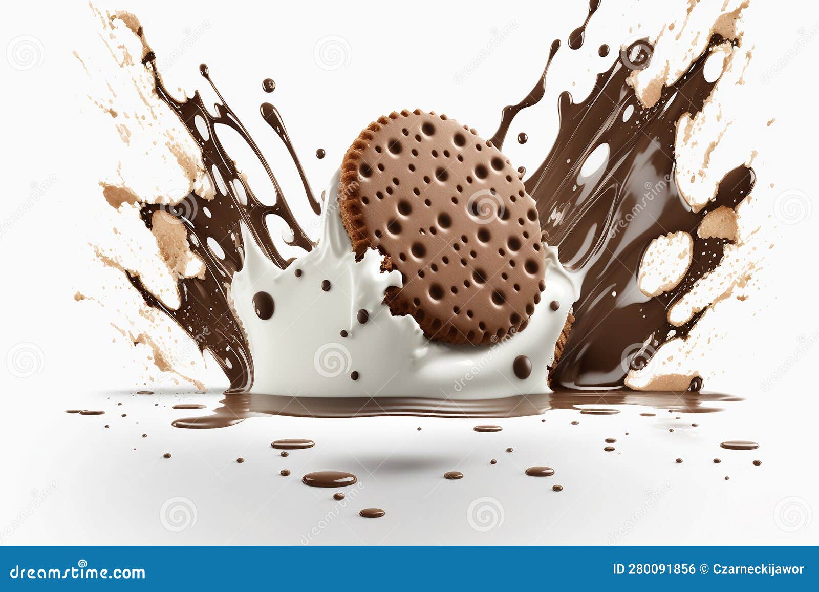 Falling Shortbread Chocolate Chip Cookie Falling into Peanut Butter or ...