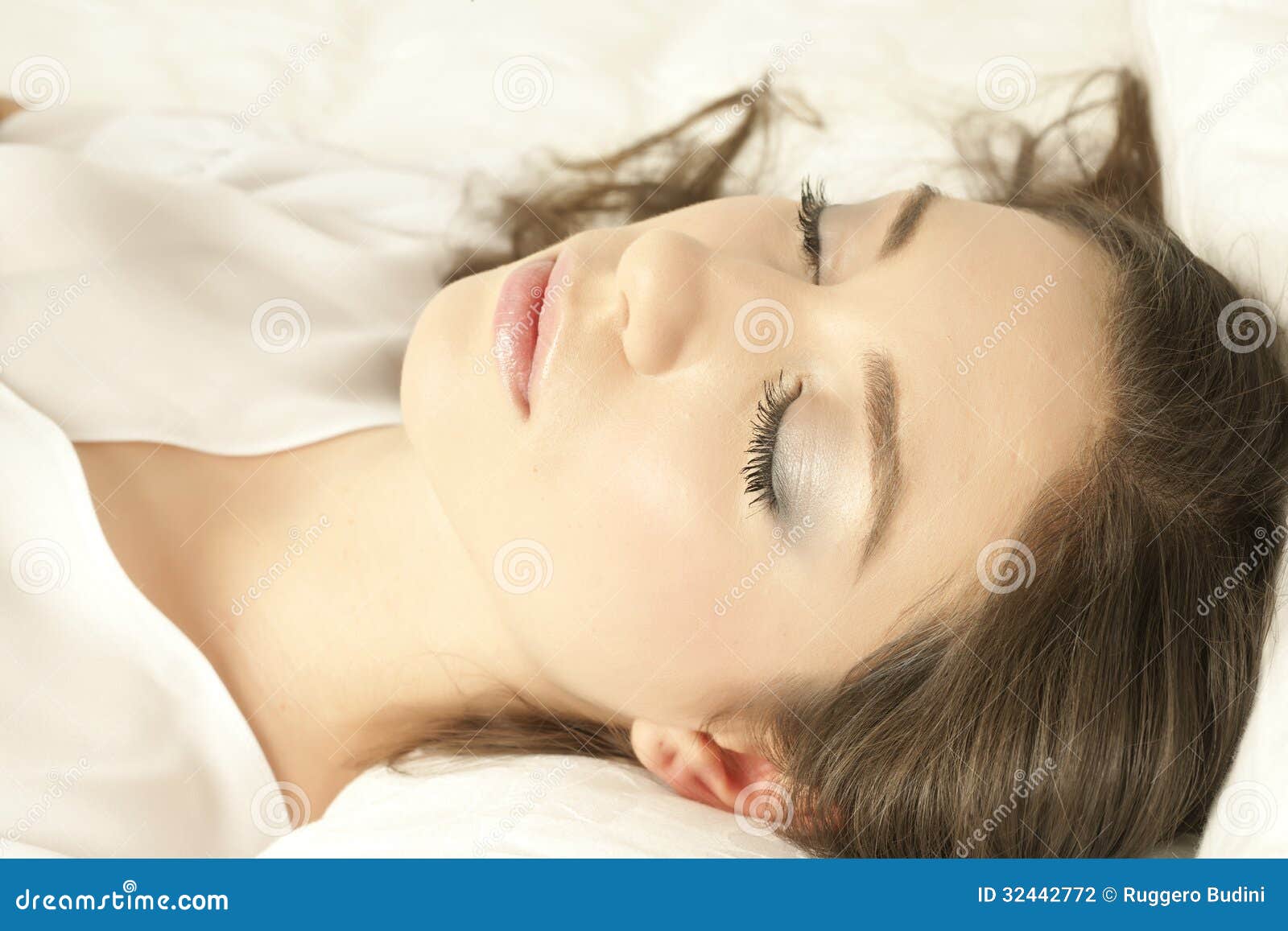 Falling in sleep stock photo. Image of makeup, hand, look - 32442772