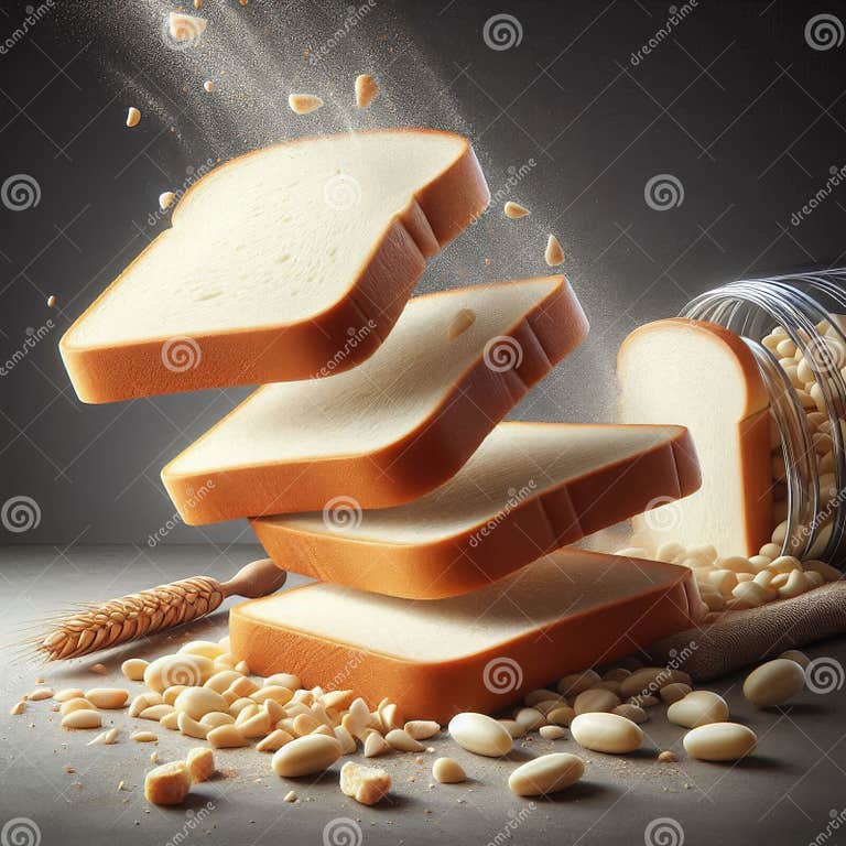 Falling Slices of White Bread, a Set of Four Stock Illustration ...