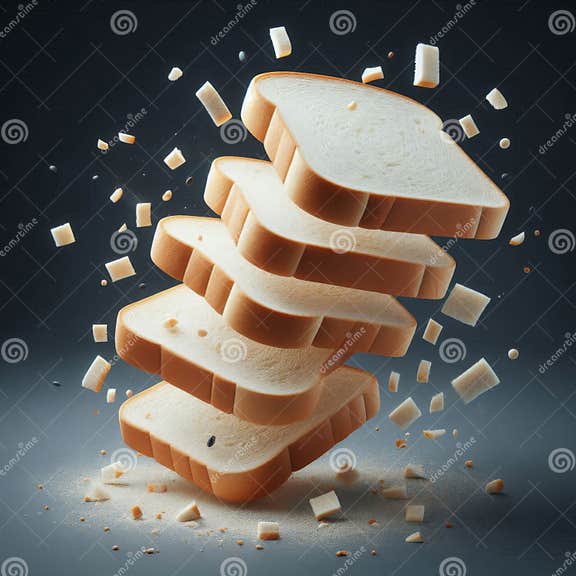 Falling Slices of White Bread, a Set of Four Stock Illustration ...