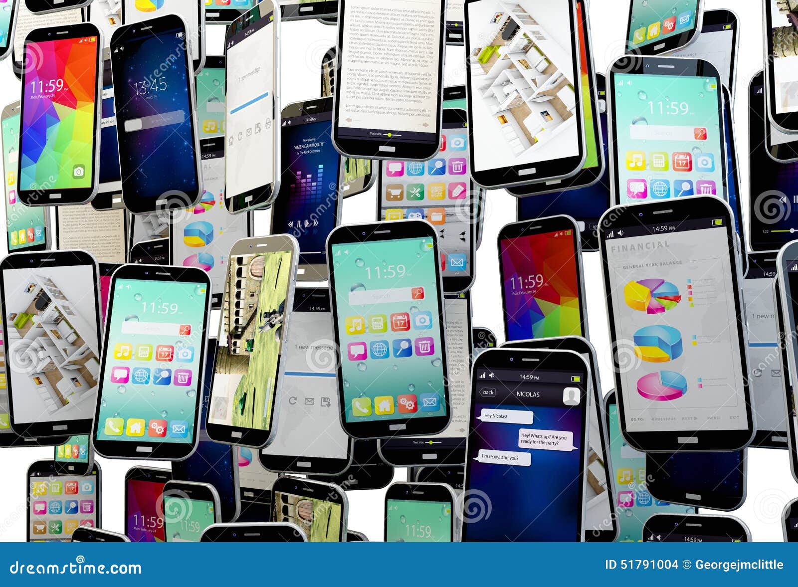 Falling smartphones stock illustration. Illustration of devices - 51791004