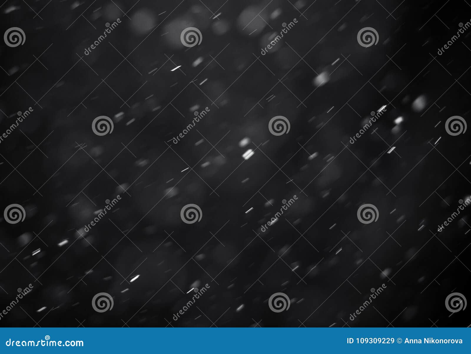 Falling Snow Down on the Black Background. Stock Image - Image of ...