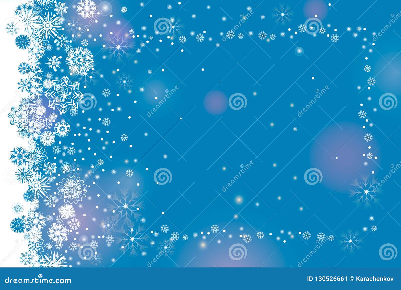 Falling Snow Frame on a Bright Blue Background Stock Illustration ...