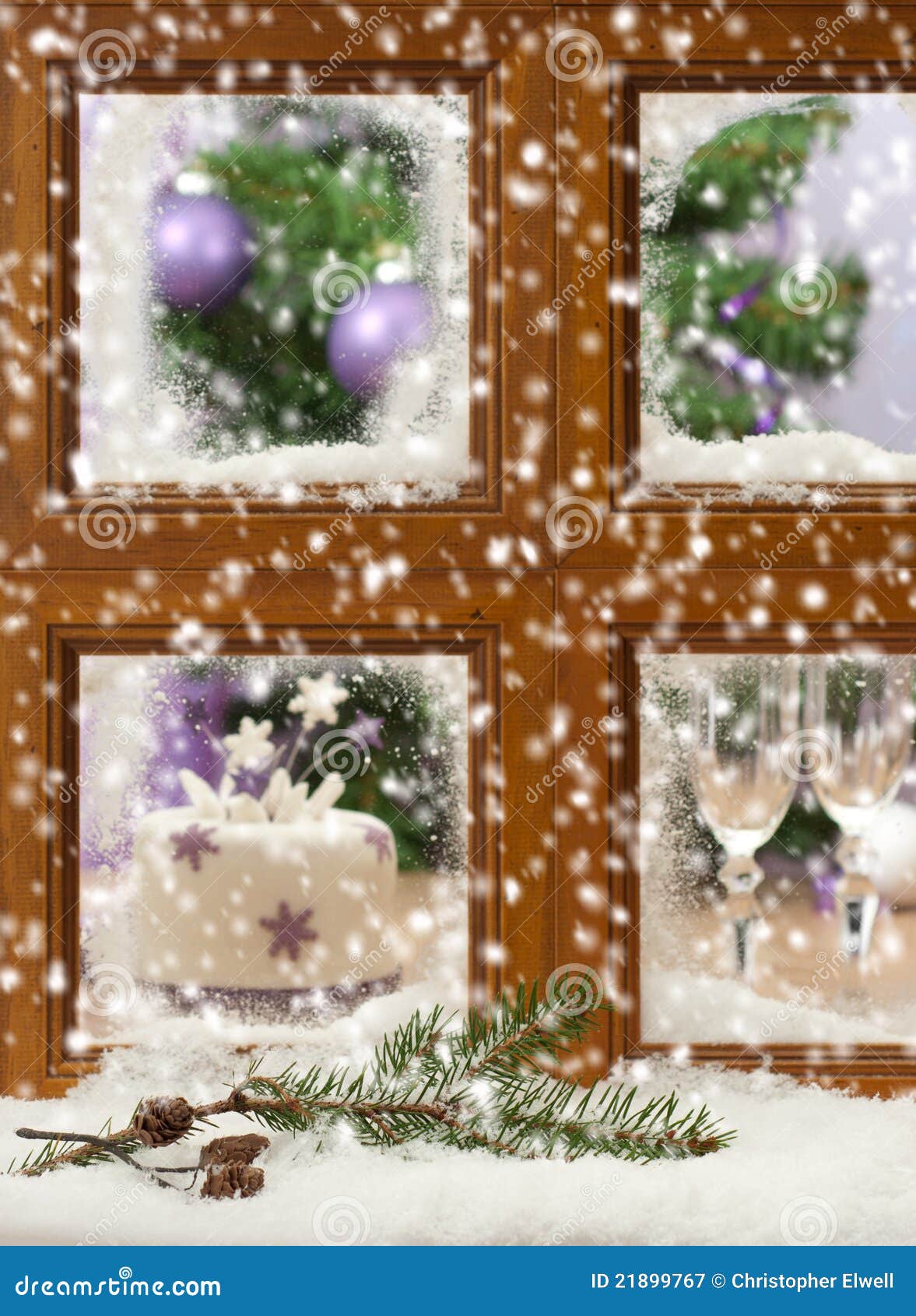 Falling Snow Window stock image. Image of present, holiday - 21899767