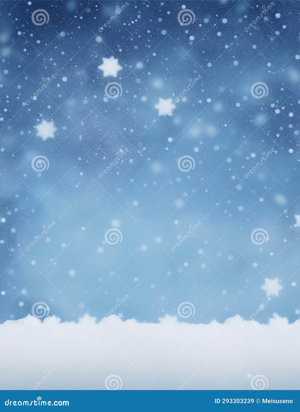 Falling Snowflakes, Bokeh Snowflakes on Blue Background Illustration ...