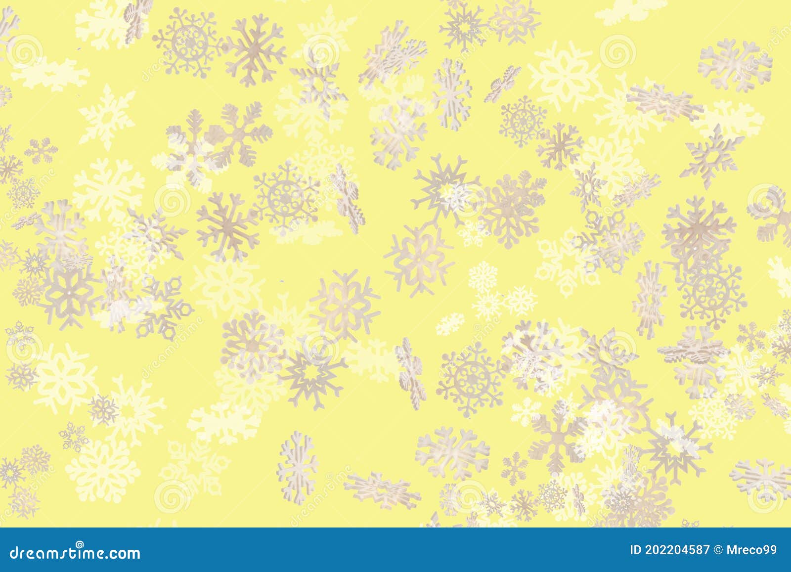 Falling Snowflakes Pattern on Yellow Background Stock Illustration ...