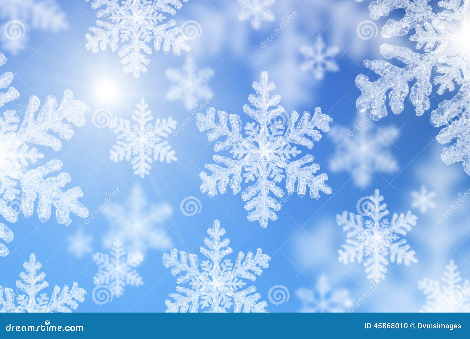 Snowflakes Snow Blue Sky - Winter Background Banner Long Royalty-Free ...