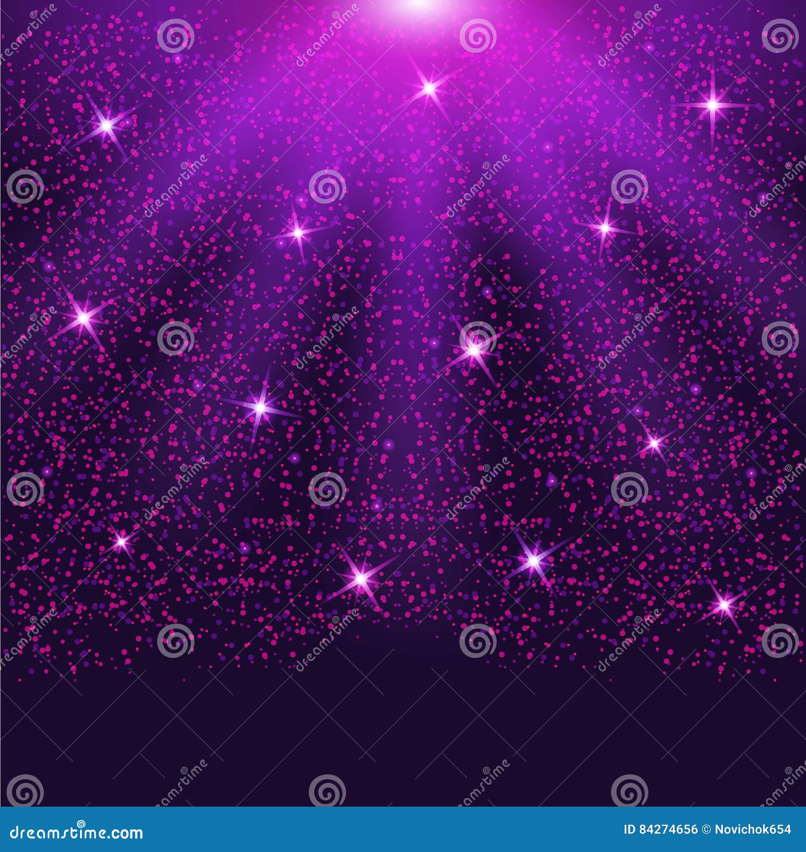 Falling Sparkling Purple Particles And Stars. Confetti Glitters. Vector ...