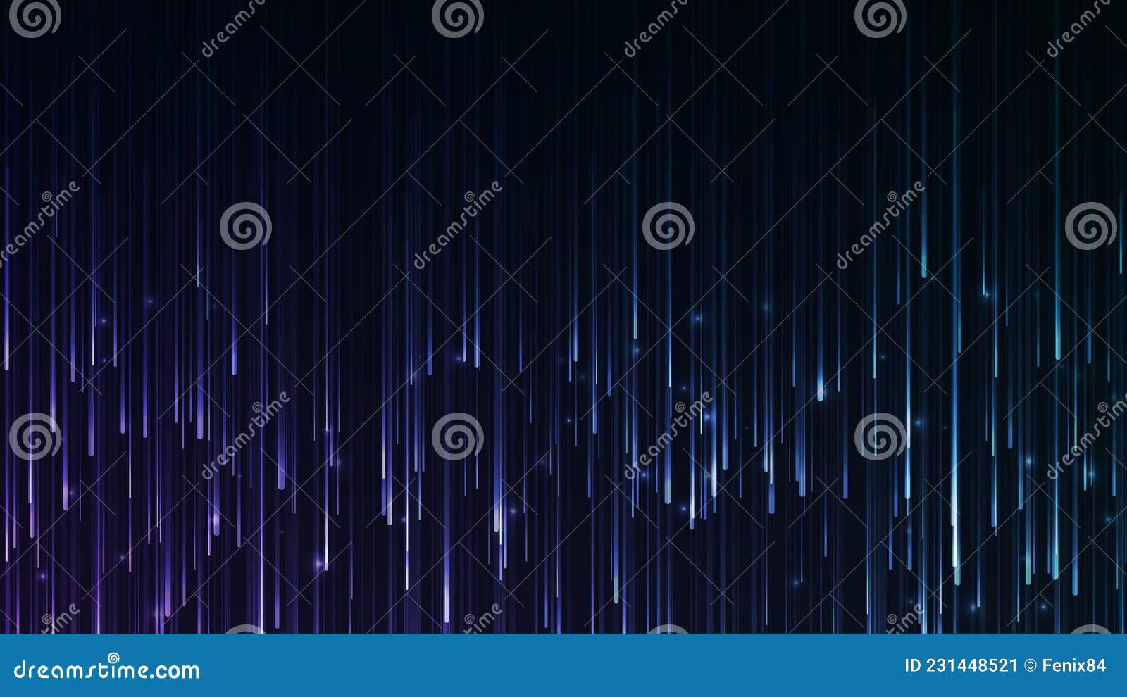 Falling Sparks. Abstract Dark Background with Glowing Rays. Widescreen ...