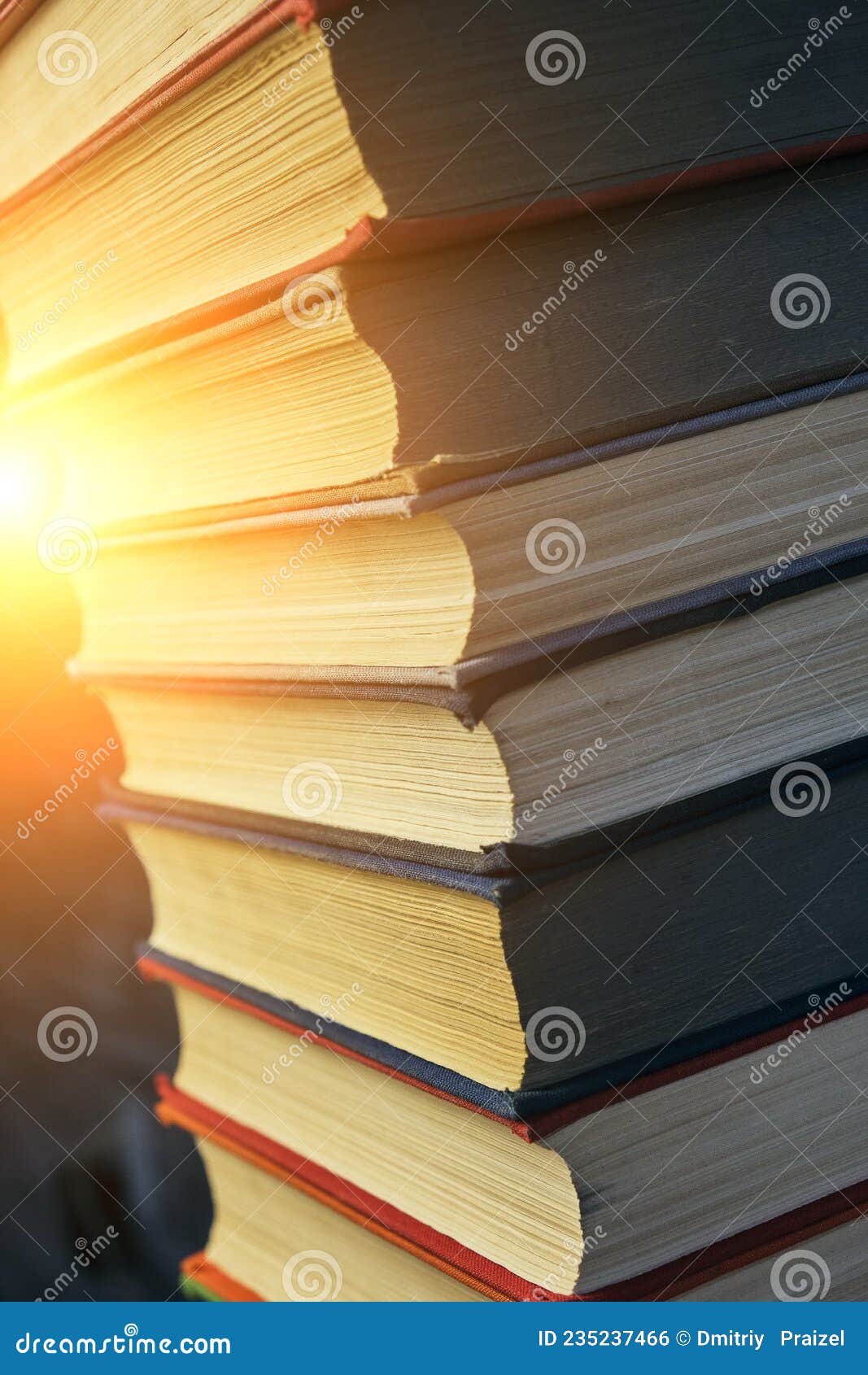 Falling Stack of Books with a Solar Flare Stock Photo - Image of ...