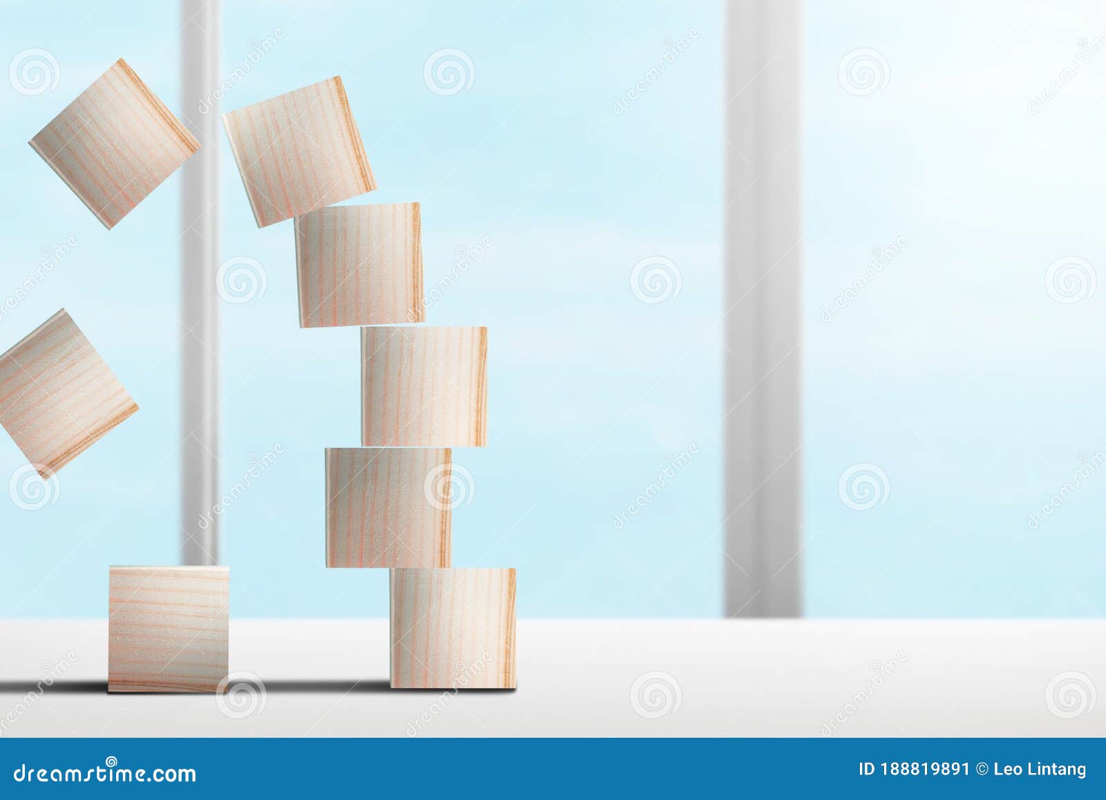 Falling stack wooden cube stock image. Image of concept - 188819891