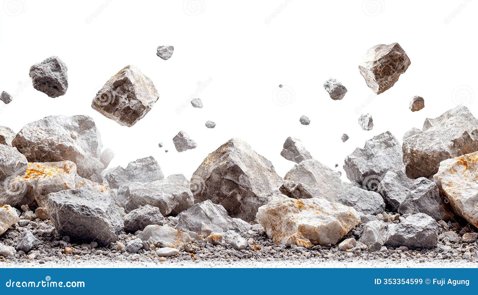 Falling and Stacked Rocks on White Background Stock Illustration ...