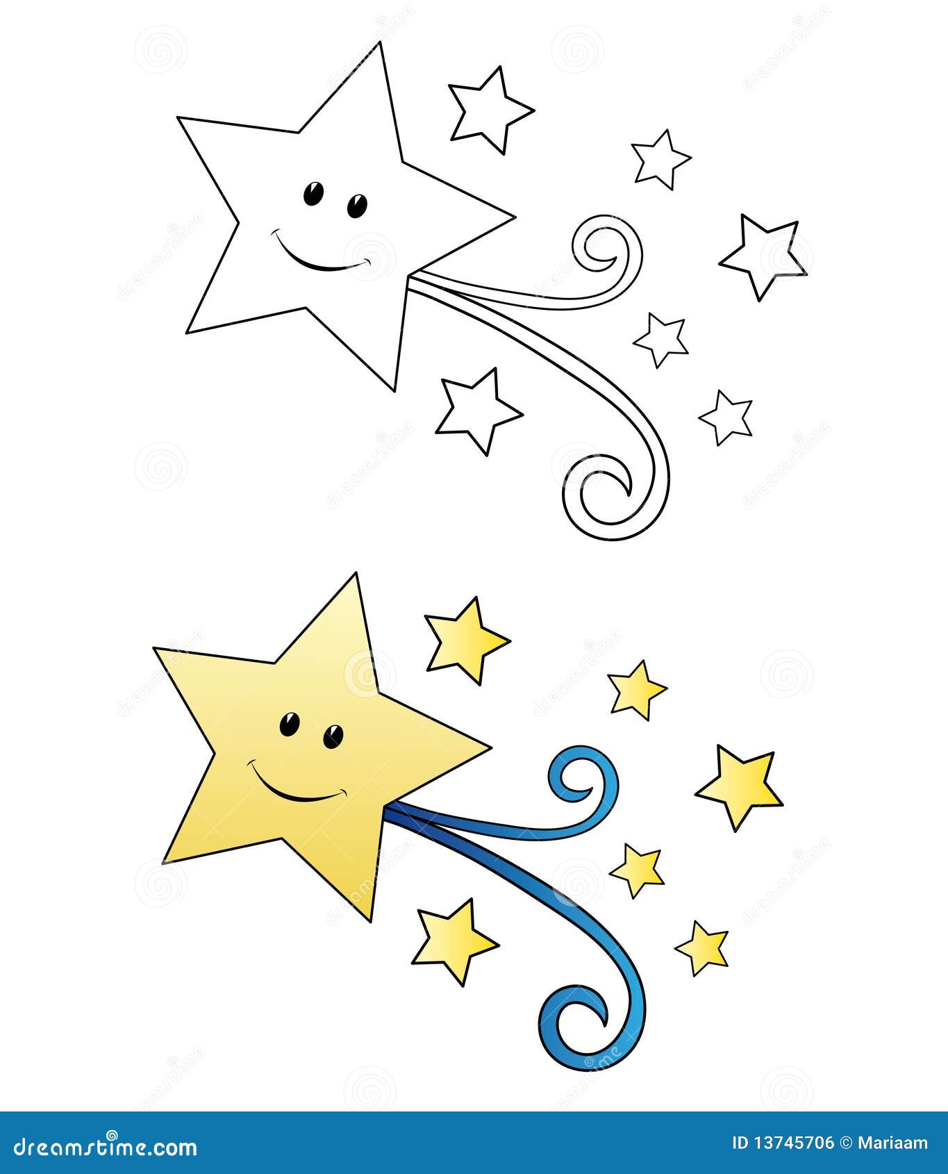 Falling Star Vector Illustration - Black Shooting Star With Elegant ...