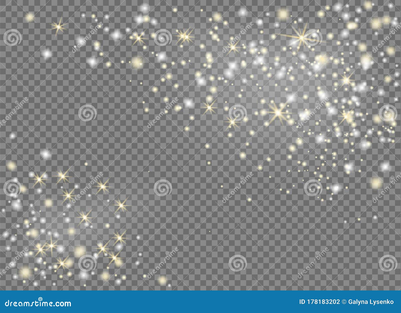 Falling Stars Effect on Checkered Background.Gold and Silver Glittering ...