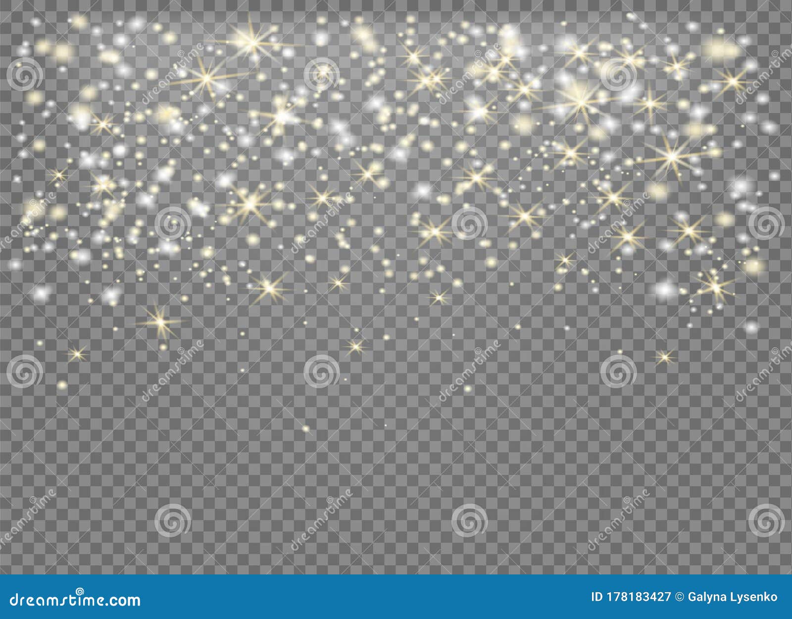 Falling Stars Effect on Checkered Background.Gold and Silver Glittering ...