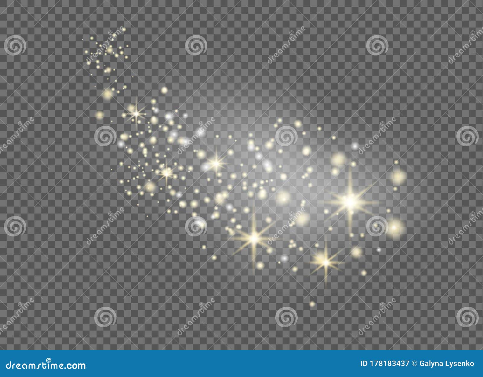 Falling Stars Effect on Checkered Background.Gold and Silver Glittering ...