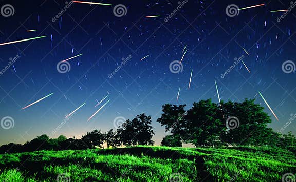 Falling stars at night stock illustration. Illustration of ...