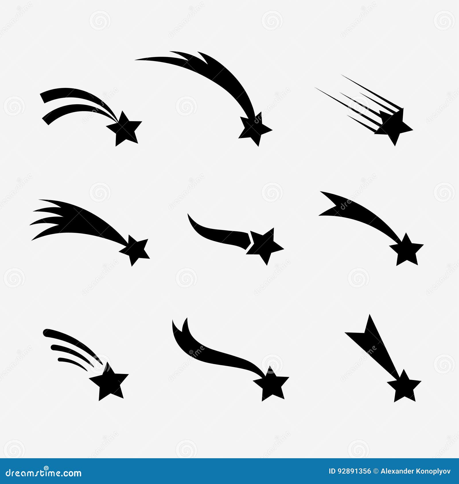 Falling stars vector set stock vector. Illustration of flying - 92891356